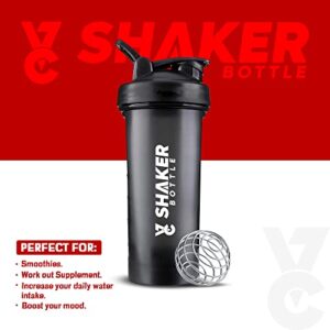 VANN CREATIONS Shaker Bottle 32 Ounce - Blender Shakers for Protein Mixes - Perfect Protein Shaker Cup for Cocktails Smoothies Gym Water Bottle for Protein Shake Cup, Black