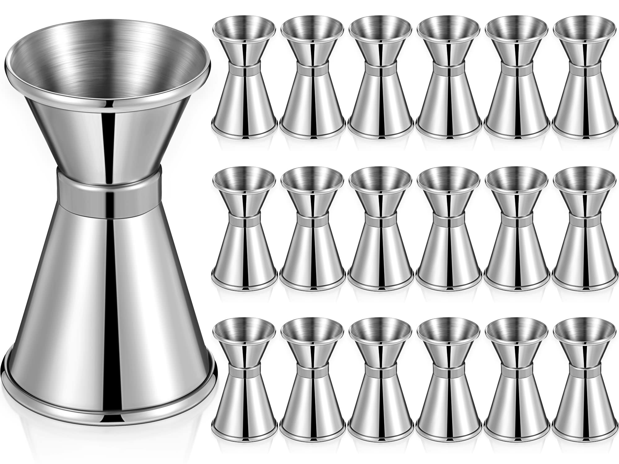 18 Pcs Double 1/2 & 1 oz Bar Jigger Stainless Steel Cocktail Jigger Shot Jigger Measuring Liquor Cup Bartender Supplies Measuring Jiggers Japanese Jigger for Bar Bartending Party