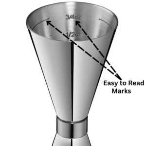 Top Shelf Cocktails Japanese Jigger Double Jigger 2oz 1oz Cocktail Jigger With Measurements Inside Get Accurate Pours, Silver, 5in