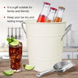 4 L White Ice Bucket,Ice Buckets for Parties,Insulated Ice Buckets with Lid and Scoop,Ice Bucket for Cocktail Bar,Double Wall Party Beverage Tub