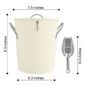 4 L White Ice Bucket,Ice Buckets for Parties,Insulated Ice Buckets with Lid and Scoop,Ice Bucket for Cocktail Bar,Double Wall Party Beverage Tub