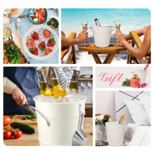 4 L White Ice Bucket,Ice Buckets for Parties,Insulated Ice Buckets with Lid and Scoop,Ice Bucket for Cocktail Bar,Double Wall Party Beverage Tub