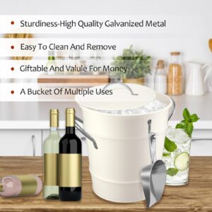 4 L White Ice Bucket,Ice Buckets for Parties,Insulated Ice Buckets with Lid and Scoop,Ice Bucket for Cocktail Bar,Double Wall Party Beverage Tub