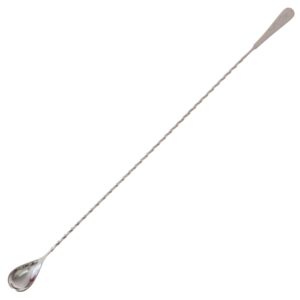 18" cocktail mixing glass bar spoon - long handle stainless steel drink pitcher mixer to chill and mix stirred drinks - 1 spoon