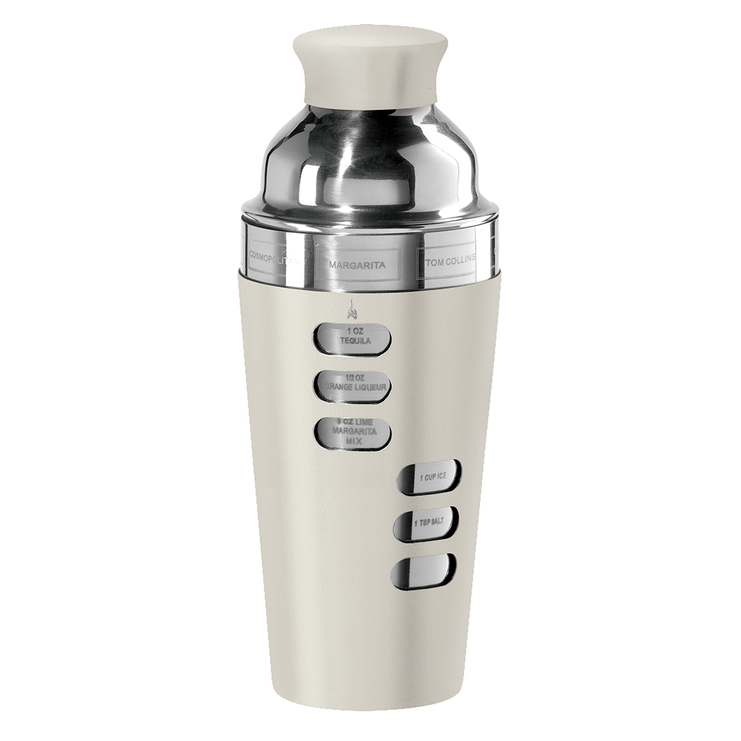 OGGI Dial A Drink Cocktail Shaker-23oz Stainless Steel Shaker, 8 Recipes, Stainless Steel Lid has Built In Strainer, Ideal Cocktail Mixer, Martini Shaker, Margarita Shaker & More, Stainless