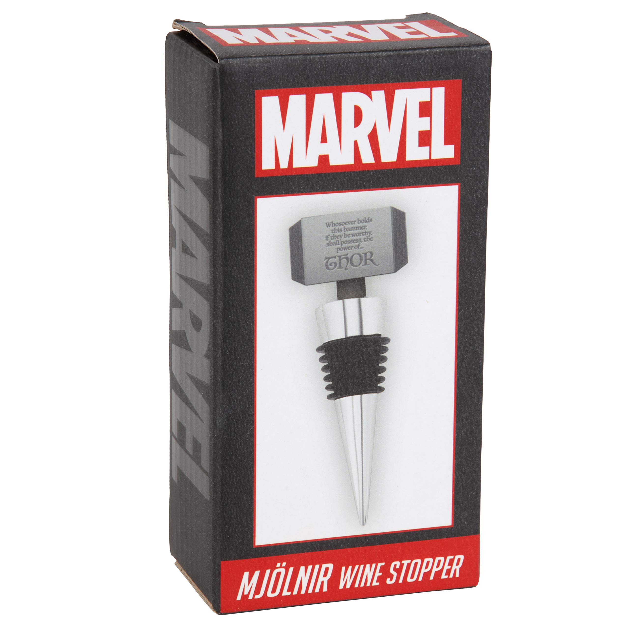 Marvel Avengers Thor Mjolnir Hammer Wine Bottle Stopper - Heavy Duty Metal Stopper Fits Any Bottle - Gift for Adults, Dad, Fathers Day - Officially Licensed