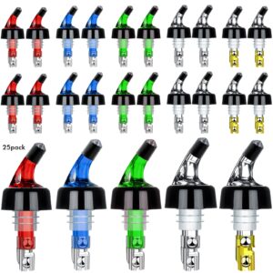 suprobarware automatic measured bottle pourer liquor bottle pourer quick shot dispenser 1oz liquor pour spout for alcohol,wine,spirits, home bar kitchen tools 25 pack