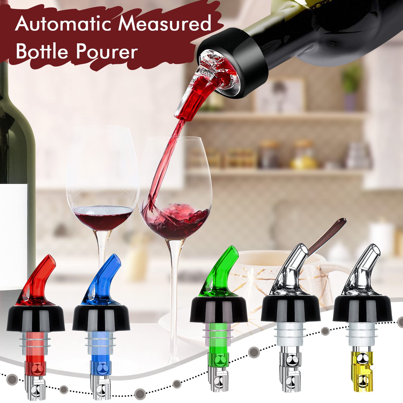 SuproBarware Automatic Measured Bottle Pourer Liquor Bottle Pourer Quick Shot Dispenser 1oz Liquor Pour Spout for Alcohol,Wine,Spirits, Home Bar Kitchen Tools 25 Pack