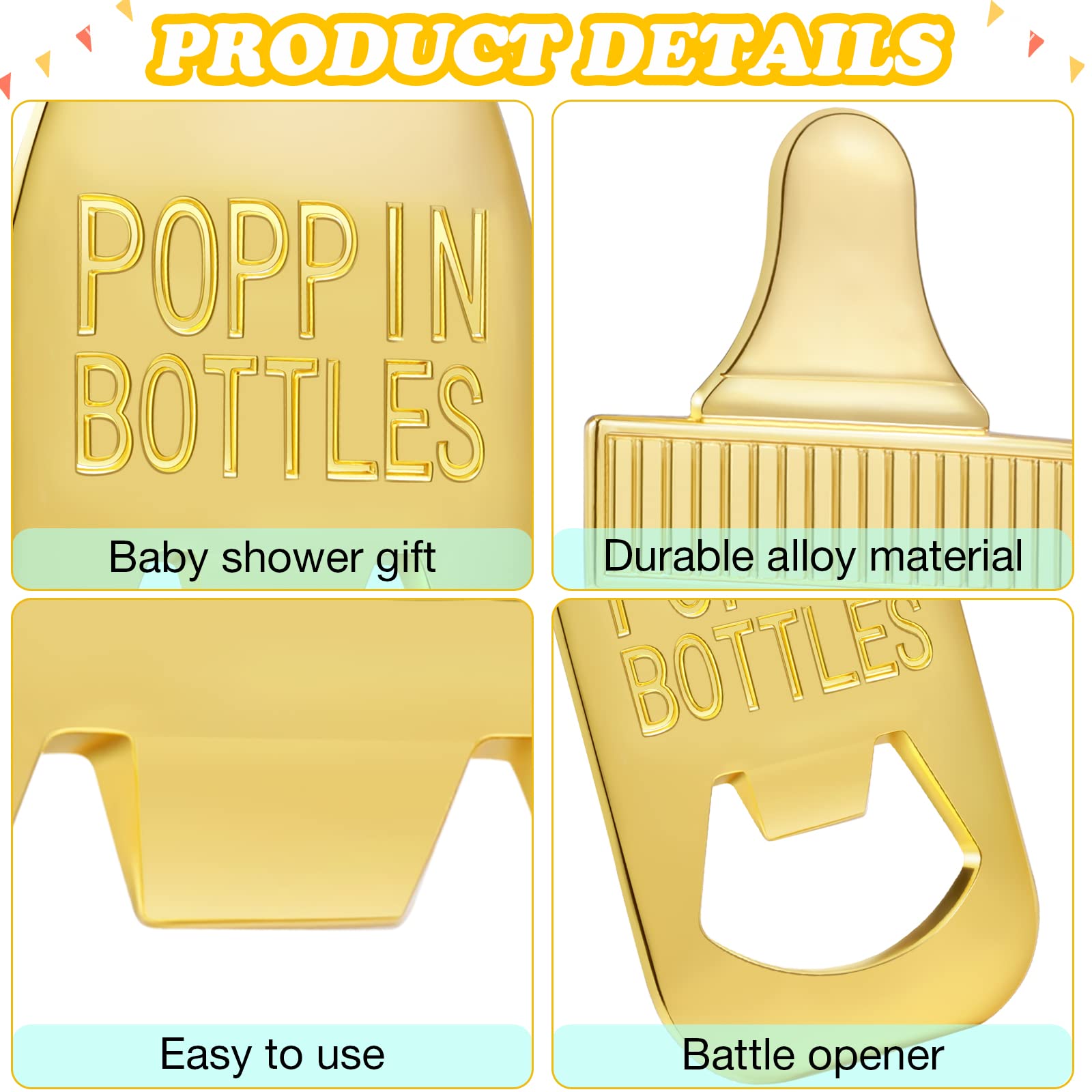 50 Pieces Baby Shower Bottle Opener Popping Bottle Opener Baby Shower Favors Feeder Shaped Bottle Opener for Guests Baby Shower Souvenirs for Baby Shower Wedding Party Favor Decoration Supplies (Blue)