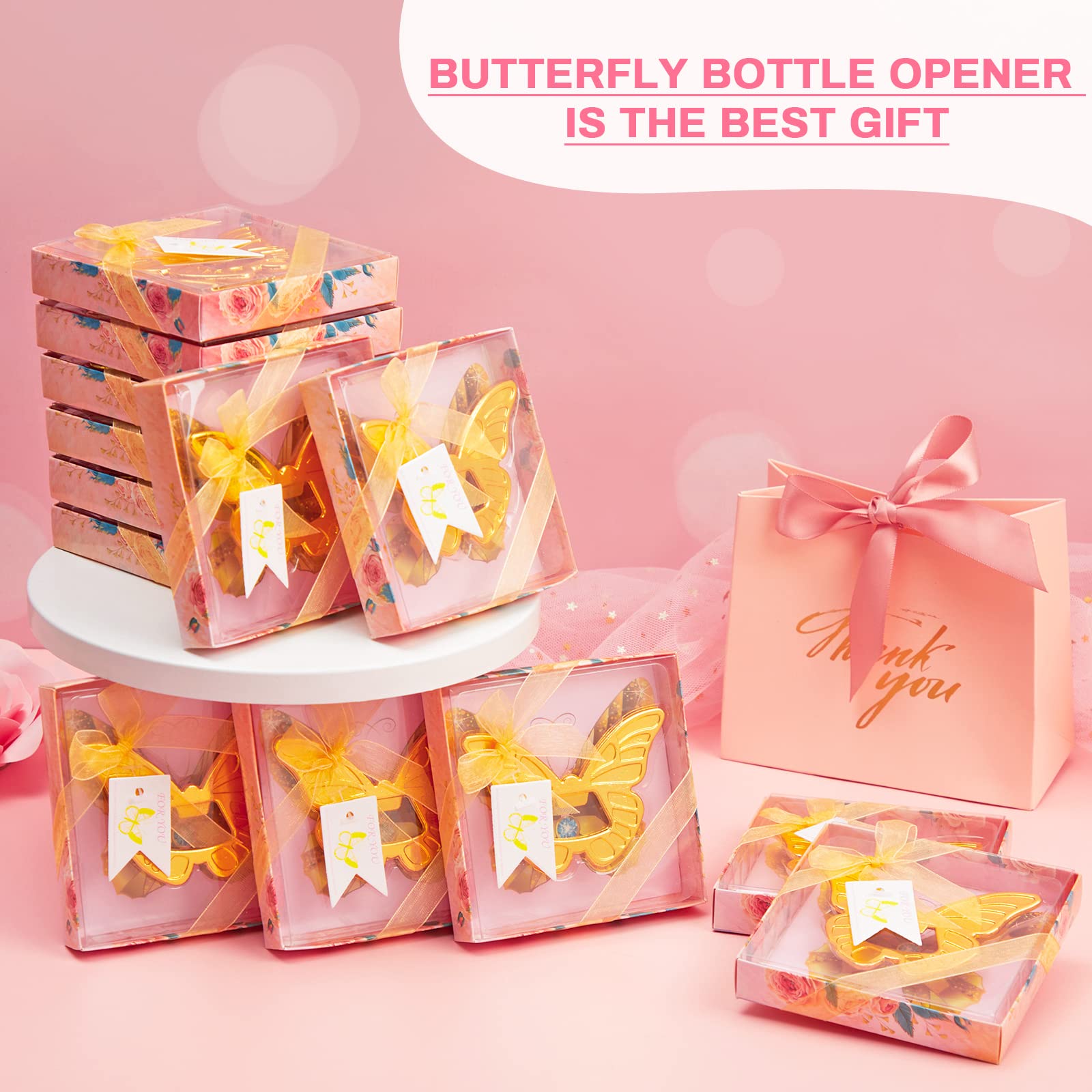 36 Packs Butterfly Bottle Opener Favors Bottle Opener Party Favors with Packaging Box for Wedding Bridal Shower Baby Shower Gifts Souvenirs Party Favor Supplies for Guests