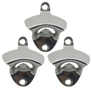 haiicen 3pcs silver stainless steel beer bottle opener wall mounted bottle cap opener for kitchen home bar gifts