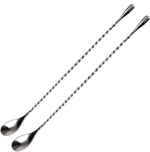 mixing spoon stainless steel set of 2 professional cocktail bar tool (12 inches) japanese style teardrop end design