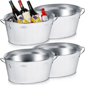 gerrii 4 pcs beverage tub 24l 6.5 gallon ice buckets beverage galvanized bucket party drinking bucket with handles large ice drinking bucket for party wedding bar wine beer champagne bottle cooler