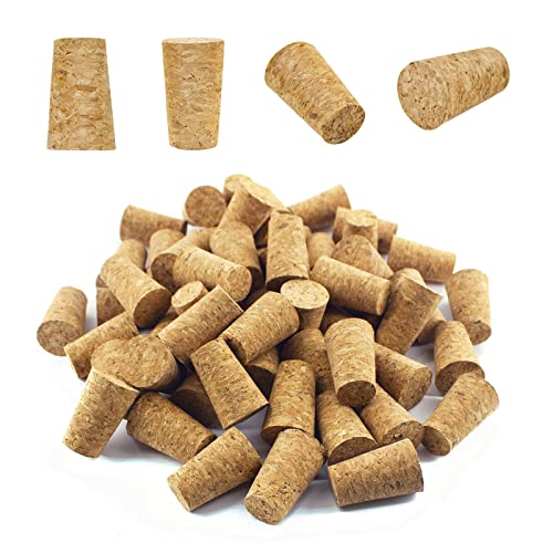 60 Pack Natural Soft Wood Corks, Tapered Cork Wooden Beer Bottle Stopper for Wine Making Craft, Leakproof