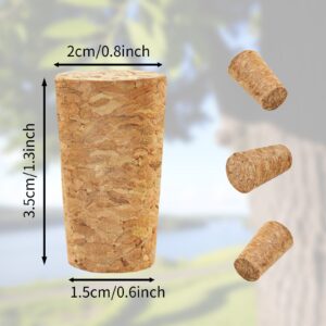 60 Pack Natural Soft Wood Corks, Tapered Cork Wooden Beer Bottle Stopper for Wine Making Craft, Leakproof