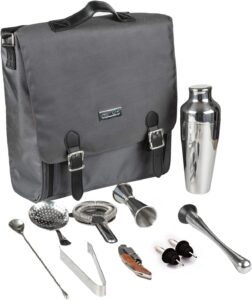 jillmo travel bartender kit, 10-piece cocktail shaker set with bartender bag