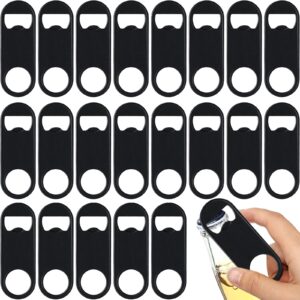 50 pcs stainless steel flat bottle opener heavy duty beer opener bartender bar key soda can opener 3.4 x 1.3 inches small speed openers beer bottle opener for kitchen, bar or restaurant (black)