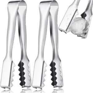 mimorou 2 pieces 6.2 inch stainless steel ice tongs for ice bucket ice cube serving tongs with teeth for cocktails whiskeys kitchen food serving