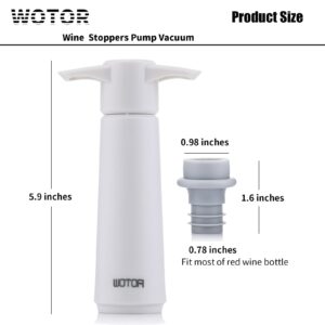 WOTOR Wine Saver Pump with 4 Vacuum Stoppers, Wine Stopper, Wine Preserver, Reusable Bottle Sealer Keeps Wine Fresh, White (Wine Pump + 4 stoppers)