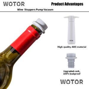 WOTOR Wine Saver Pump with 4 Vacuum Stoppers, Wine Stopper, Wine Preserver, Reusable Bottle Sealer Keeps Wine Fresh, White (Wine Pump + 4 stoppers)