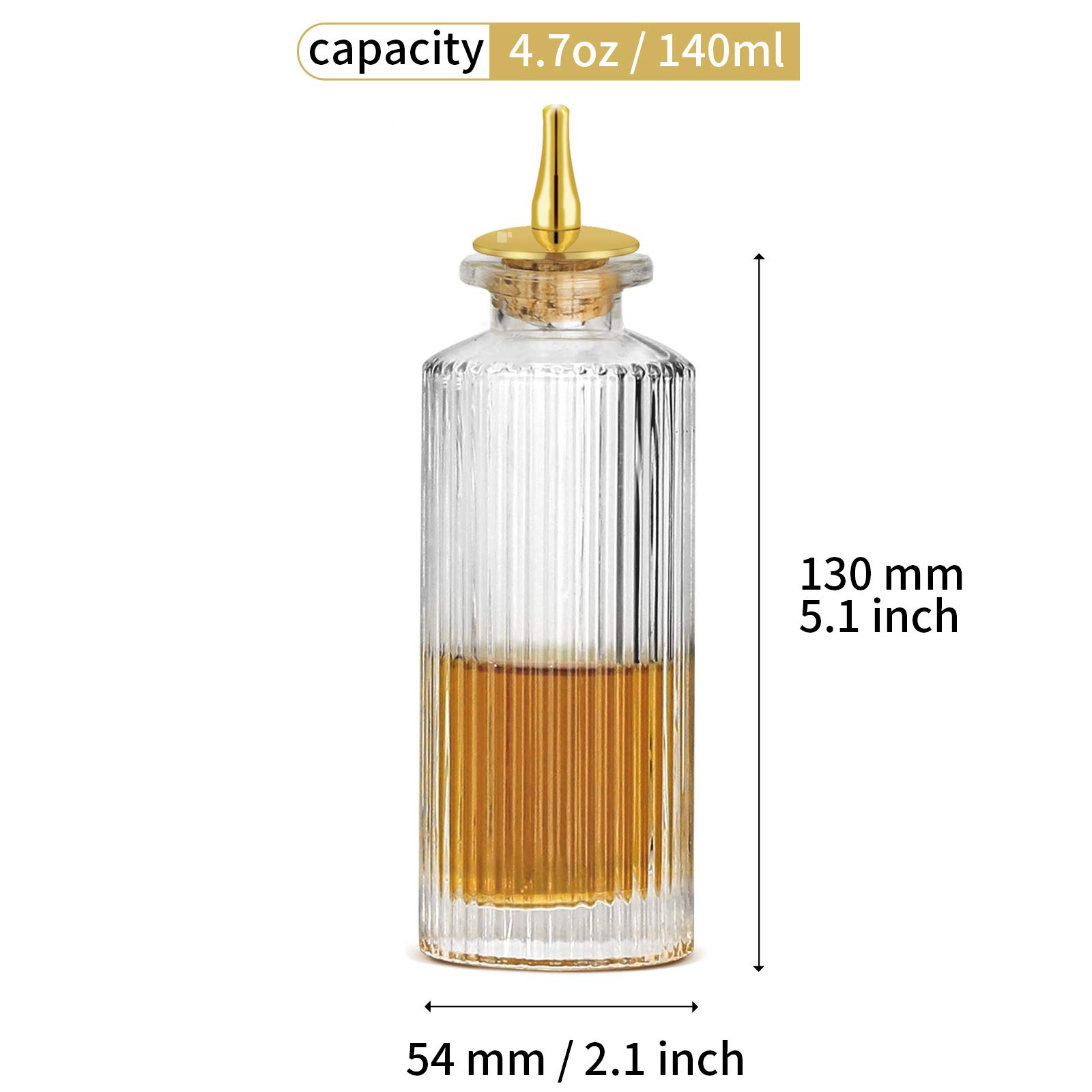 Bitter Bottle – Pillar Shape Bitter Bottle for Cocktail, 4.7oz / 140ml, Great for Bartender, Home Bar