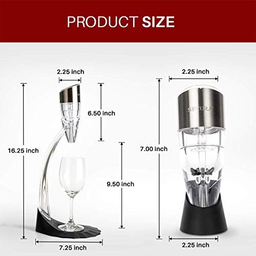 Secura Wine Aerator, Wine Decanter Wine Airarator Pourer Spout 6 Speeds of Aeration Deluxe with Stander