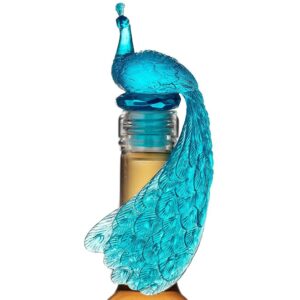 tovip silicone wine bottle stopper peacock creative wine beverage bottle seal bottle caps party decoration bar kitchen (blue)