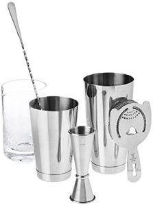 barfly essential deluxe mixing cocktail kit, stainless steel (m37131)