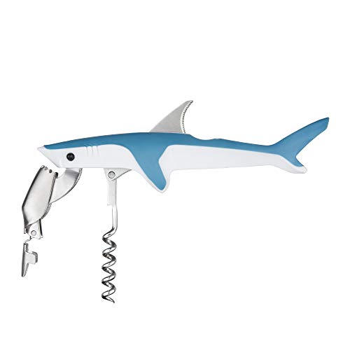 True Shark Corkscrew, Soft Touch Double-Hinged Waiter’s Style Corkscrew Wine Bottle Opener, Gift for Wine Lovers and Animal Lovers