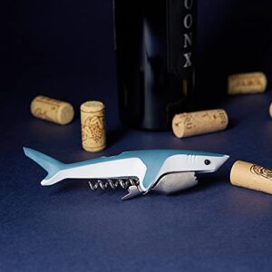 True Shark Corkscrew, Soft Touch Double-Hinged Waiter’s Style Corkscrew Wine Bottle Opener, Gift for Wine Lovers and Animal Lovers