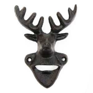 sungmor wall mounted bottle opener, cast iron cool deer head bottle opener, beer coke beverage bottle cap opener, vintage rustic style wall hanging opener, bar farmhouse wall ornament, practical gift