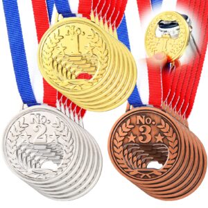 honeydak medal shaped flat bottle opener winner award metal wine beer opener gold silver copper medal olympic trophy opener with neck ribbon for bar bartender men kitchen restaurant party (18 pieces)