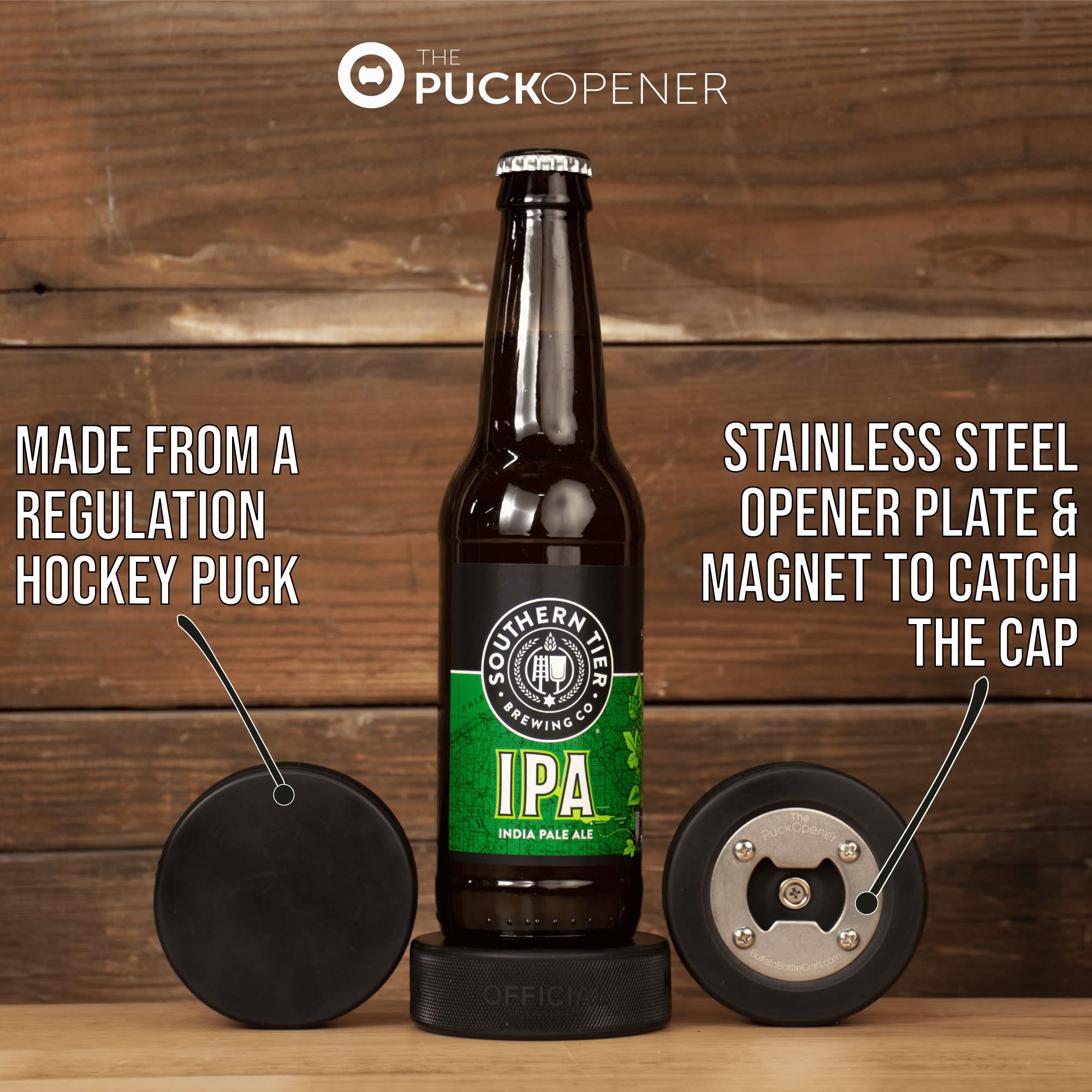 Hockey Puck Bottle Opener | Made from Real Puck | Great Ice Hockey Gifts for Hockey Coach Gifts | Beer Opener Coaster and Gifts for Hockey Players | Hockey Puck Favors