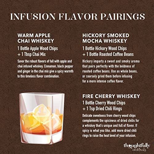 Thoughtfully Cocktails, Whiskey Infusion Case Gift Set, Includes Whiskey Decanter, Jigger, Bar Spoon, Flavored Wood Chips, and More, Whiskey Infusion Kit in a Gift Briefcase (Contains NO Alcohol)