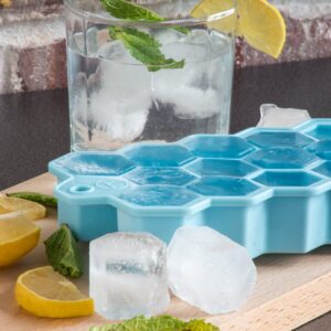 Outset Silicone Hexagon Ice Cube Tray, Large Cubes