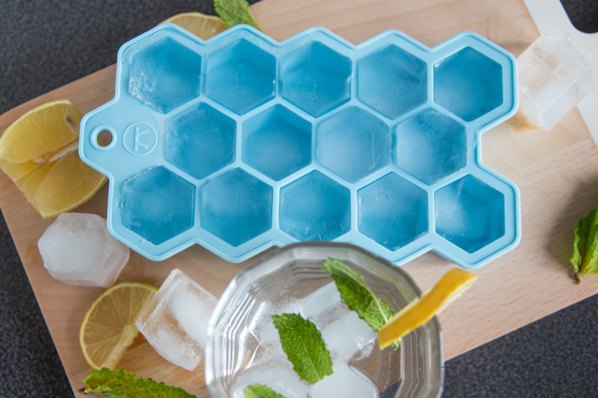 Outset Silicone Hexagon Ice Cube Tray, Large Cubes