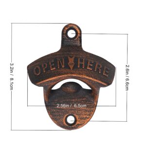 Jumiok Old Style Beer Cap Opener Wall Mounted Bottle Opener with Cap Catcher Stainless Drainage (Aged Copper)