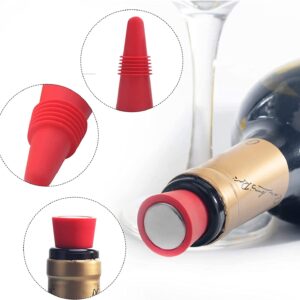 Wine Stoppers for Wine Bottles, Silicone Reusable Wine, Champagne & Beverage Bottle Stopper with Grip Top. Keeps Wine fresh, Reusable Wine Cork - Great for Weddings & Events. (Variety)