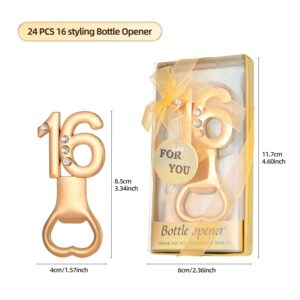 24 Pieces/Packs 16 Bottle Openers for Sweet16th Birthday Party Favors Wedding Anniversary Gidts Decorations or Souvenirs for Guests with Gift Boxes Party Giveaways for Adults (16)