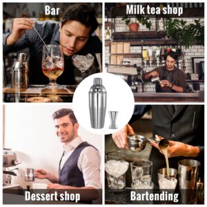 4 Packs Cocktail Shaker Set Martini Shaker Bulk Stainless Steel Martini Mixer with Strainer Drink Shaker with Double Measuring Jigger for Bar Party Home Use Wine Shaker Bar Mixing Tool (25 oz/ 750 ml)