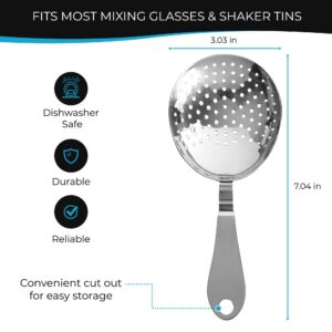 The Art of Craft Julep Strainer: Stainless Steel Cocktail Strainer for Home or Commercial Bar