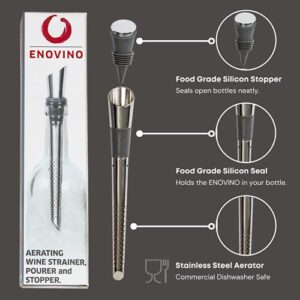 ENOVINO Aerating Wine Pourer, Strainer and Stopper