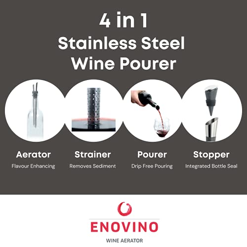 ENOVINO Aerating Wine Pourer, Strainer and Stopper