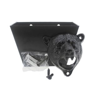 luwanburg black bear head cast iron bottle opener wall mounted with cap catcher bundle