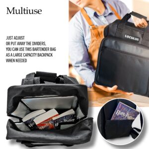 Loculus Bartender Bag Only & Travel Bar Backpack - Organize Your Bartender Travel Kit Tools with Style with this Bar Bag for Bartending Essentials - Versatile Cocktail Tool Set Bag - Black & Silver