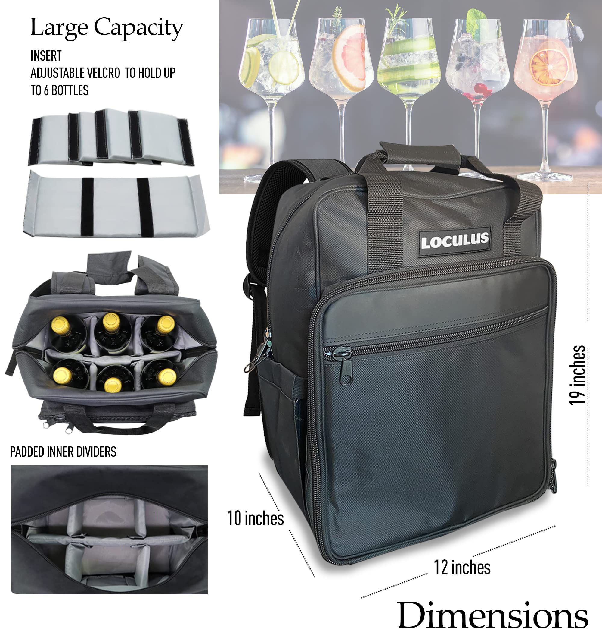 Loculus Bartender Bag Only & Travel Bar Backpack - Organize Your Bartender Travel Kit Tools with Style with this Bar Bag for Bartending Essentials - Versatile Cocktail Tool Set Bag - Black & Silver