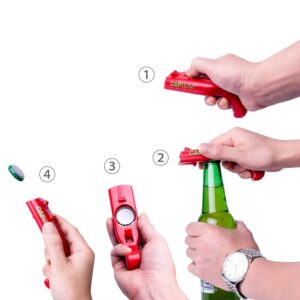 Frola Beer Bottle Opener Creative Funny Launcher Shooter Beer Cap Bottle Opener Funny Shoots Over 5 Meters(Red & Gray)