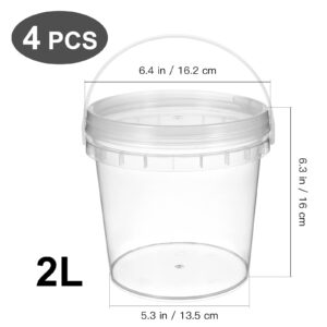 GANAZONO 4Pcs 2L Ice Cream Bucket with Handle Reusable Round Food Storage Bucket Ice Bucket Summer Jelly Cold Drink Juice Bucket