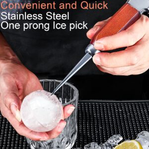 Ice Pick - 7 Inch Stainless Steel Ice Crusher with Wood Handle, Japanese Style Ice Chipper Dual-action Ice Chisel ideal for Bars and Home