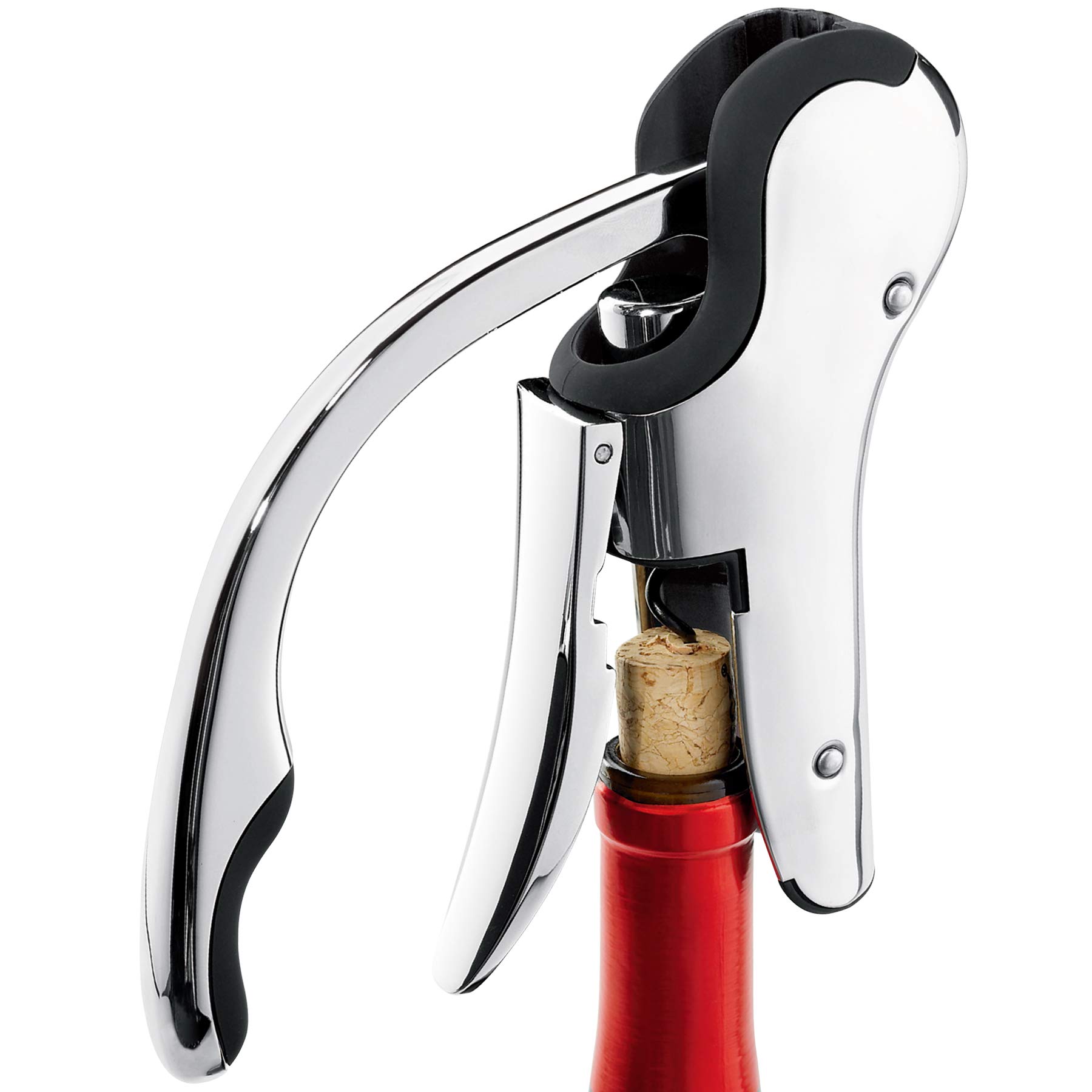 Stainless Steel Wine Opener Compact Vertical Corkscrew Wine Bottle Opener with Foil Cutter